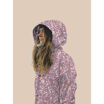 Stofftanten - Softshell Digital Watercolour Flowers blue mit Fleeceabseite