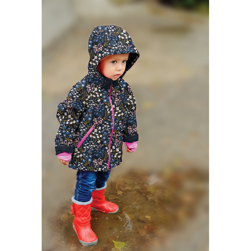 Stofftanten - Softshell Digital Flowers navy