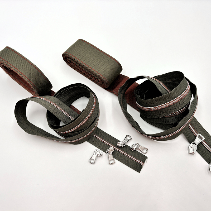 Stofftanten - "Duo" Gurtband 2,5 cm Khaki/Rost